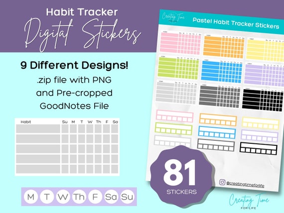 Digital Stickers Habit Tracker Goodnotes Digital | Etsy