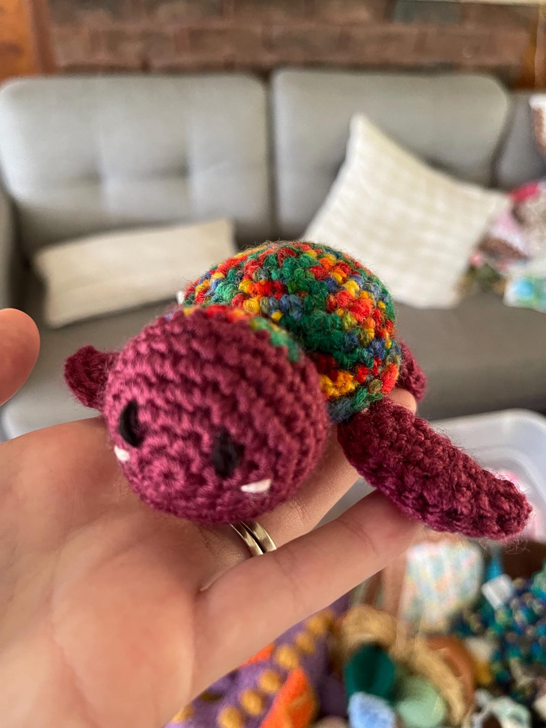 Turtle Crochet Toy Plushie Rainbow Purple Gift Baby Toddler Collectable ...