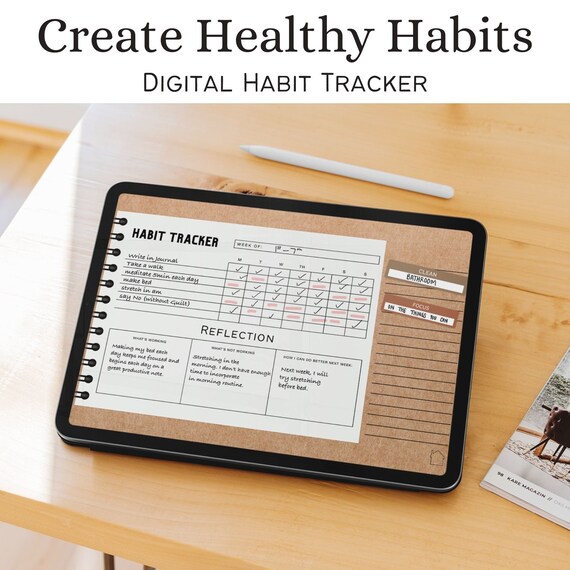 Create Healthy Habits Digital Habit Tracker & Planner Kraft - Etsy ...