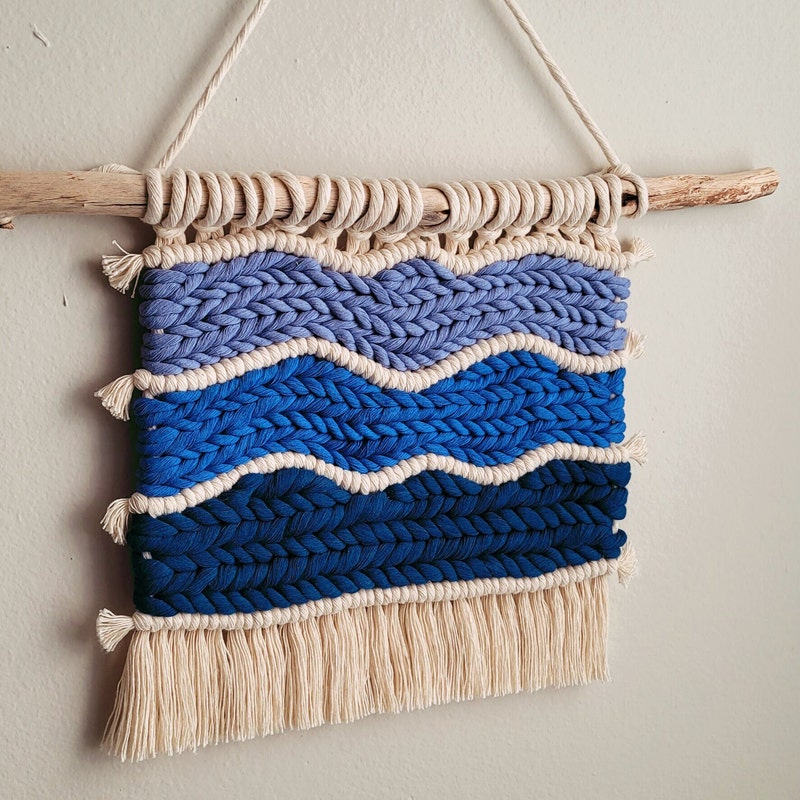 Blue Macrame Wall Hanging - Etsy