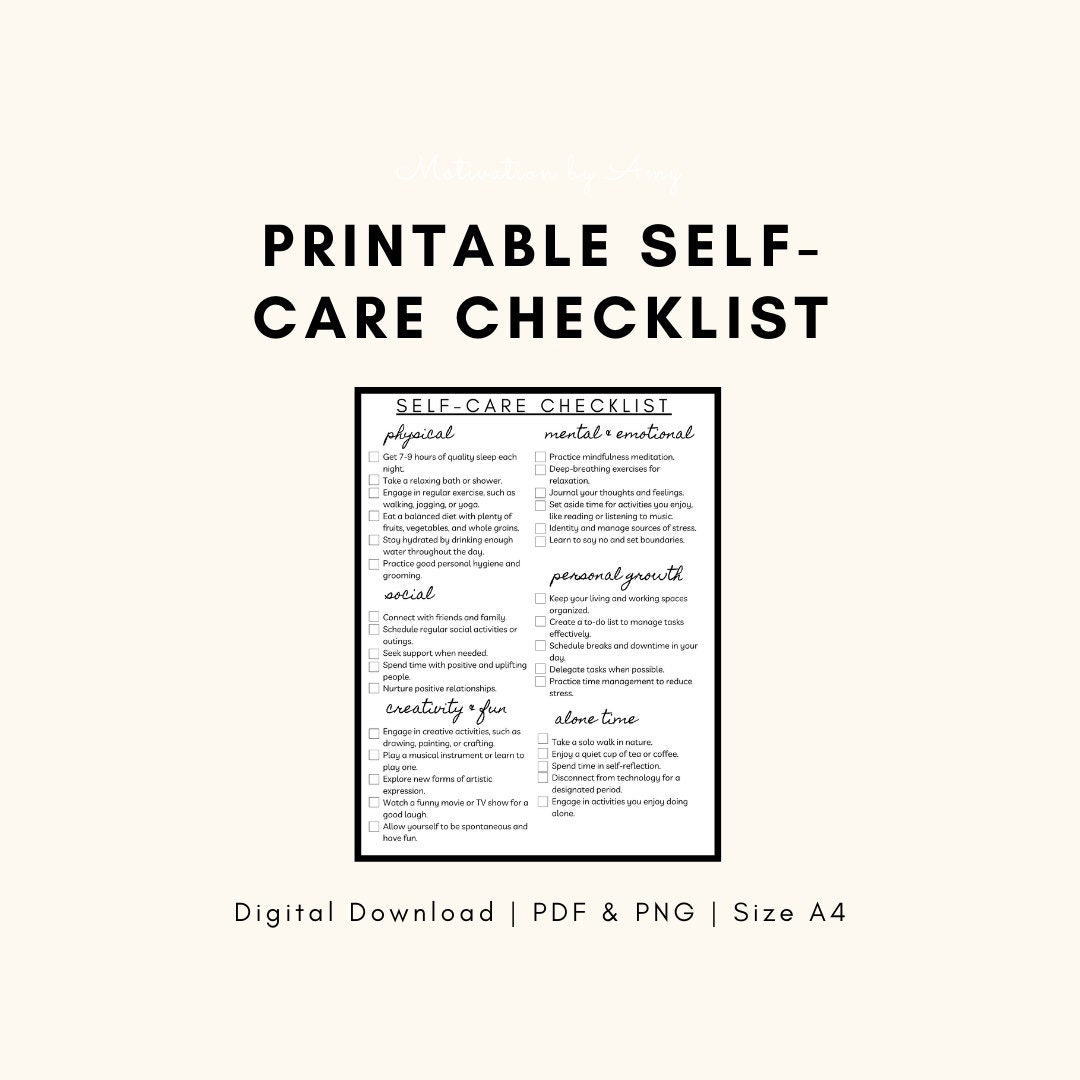 Self Care Checklist Self Care Planner Self Care T Self Care