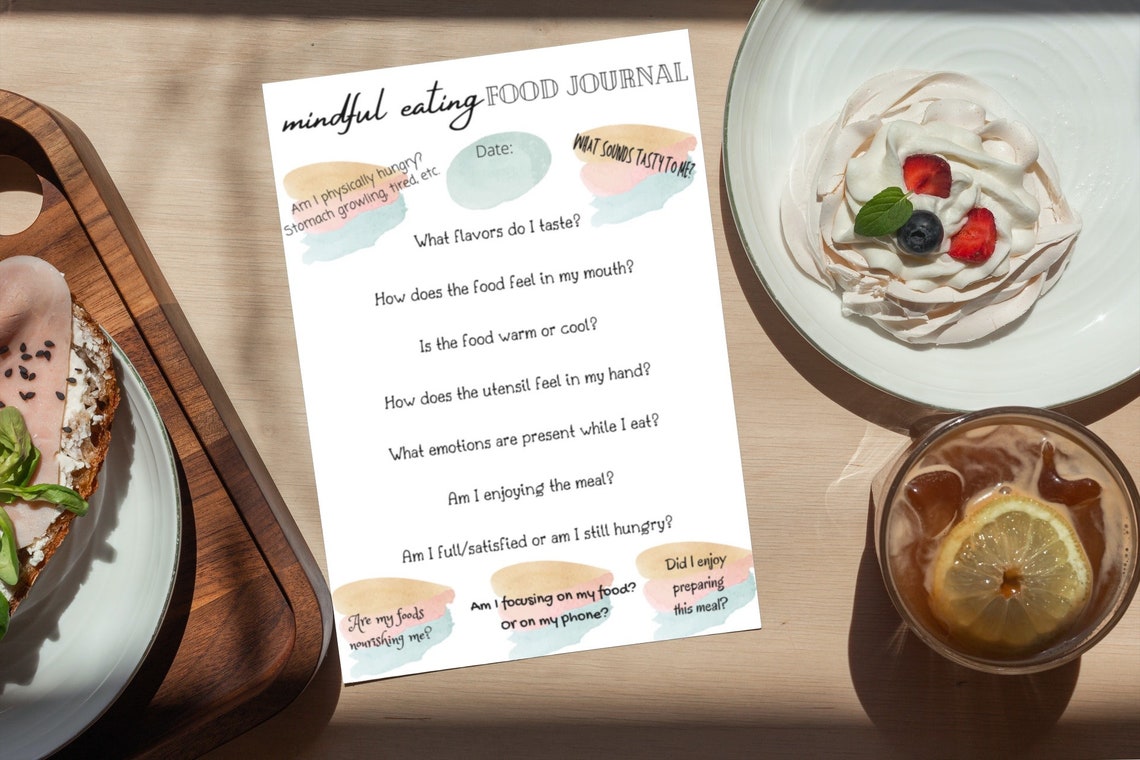 PRINTABLE Mindful Eating Worksheet Printable Food Journal Mindful ...