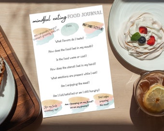 PRINTABLE Mindful Eating Worksheet Printable Food Journal - Etsy