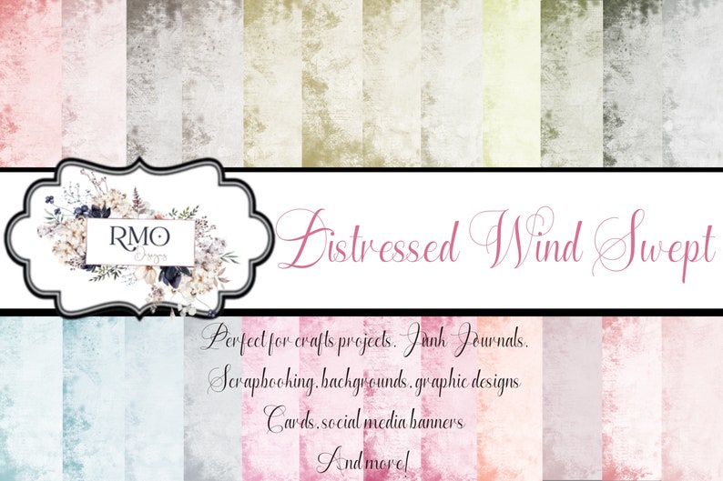 Distressed Wind Swept Printable Papers, Junk Journal, Scrapbooking - Etsy