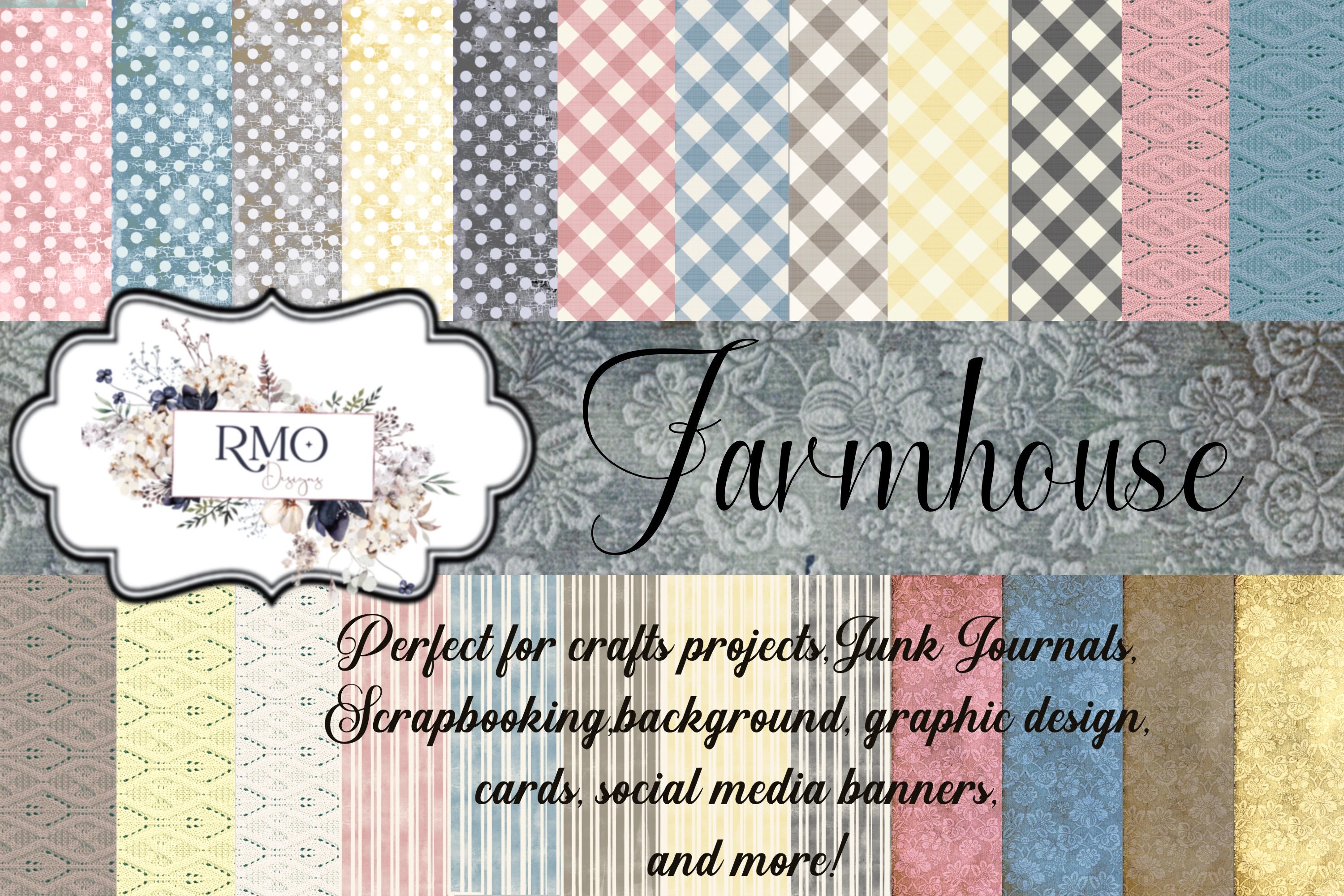 Farmhouse Printable Papers, Junk Journal, Scrapbooking - Etsy