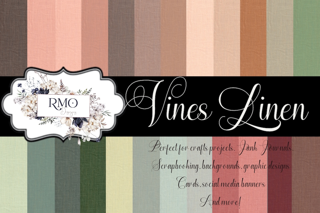 Vines Linen Printable Papers, Junk Journal, Scrapbooking - Etsy