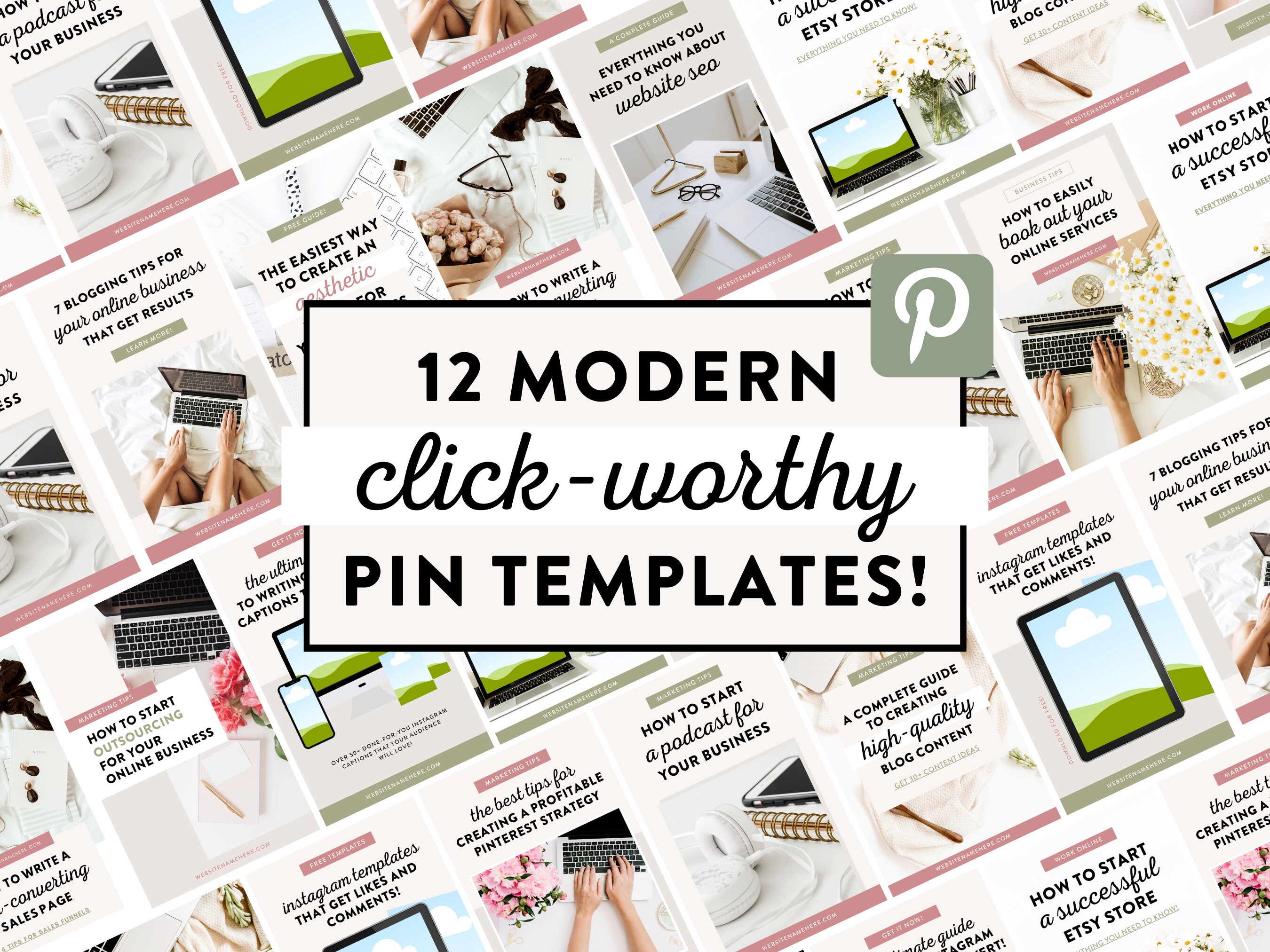 12 Modern Pinterest Templates Pinterest Template Canva Social Media ...