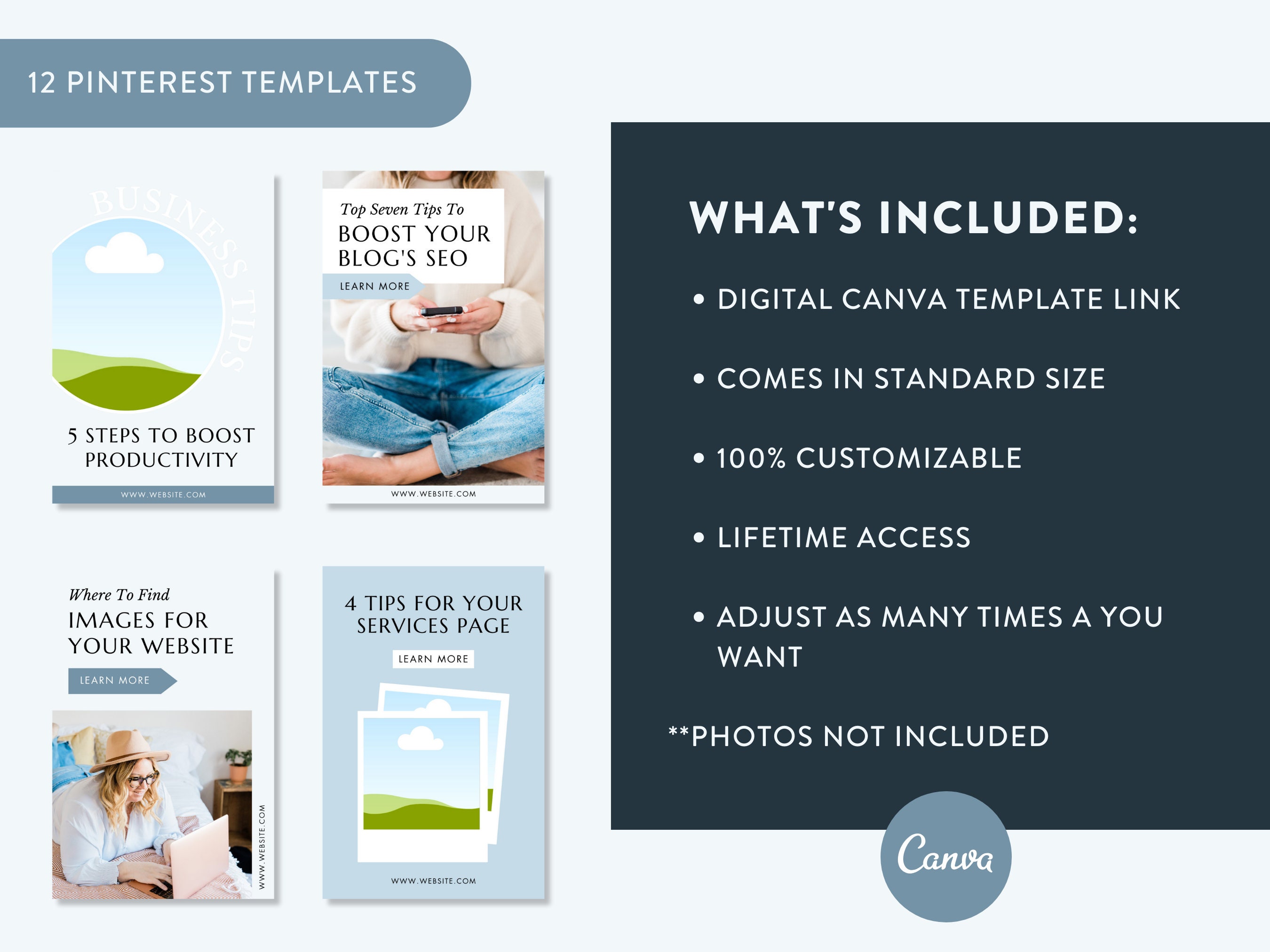 Canva Pinterest Pin Templates Business Pinterest Templates Social Media ...