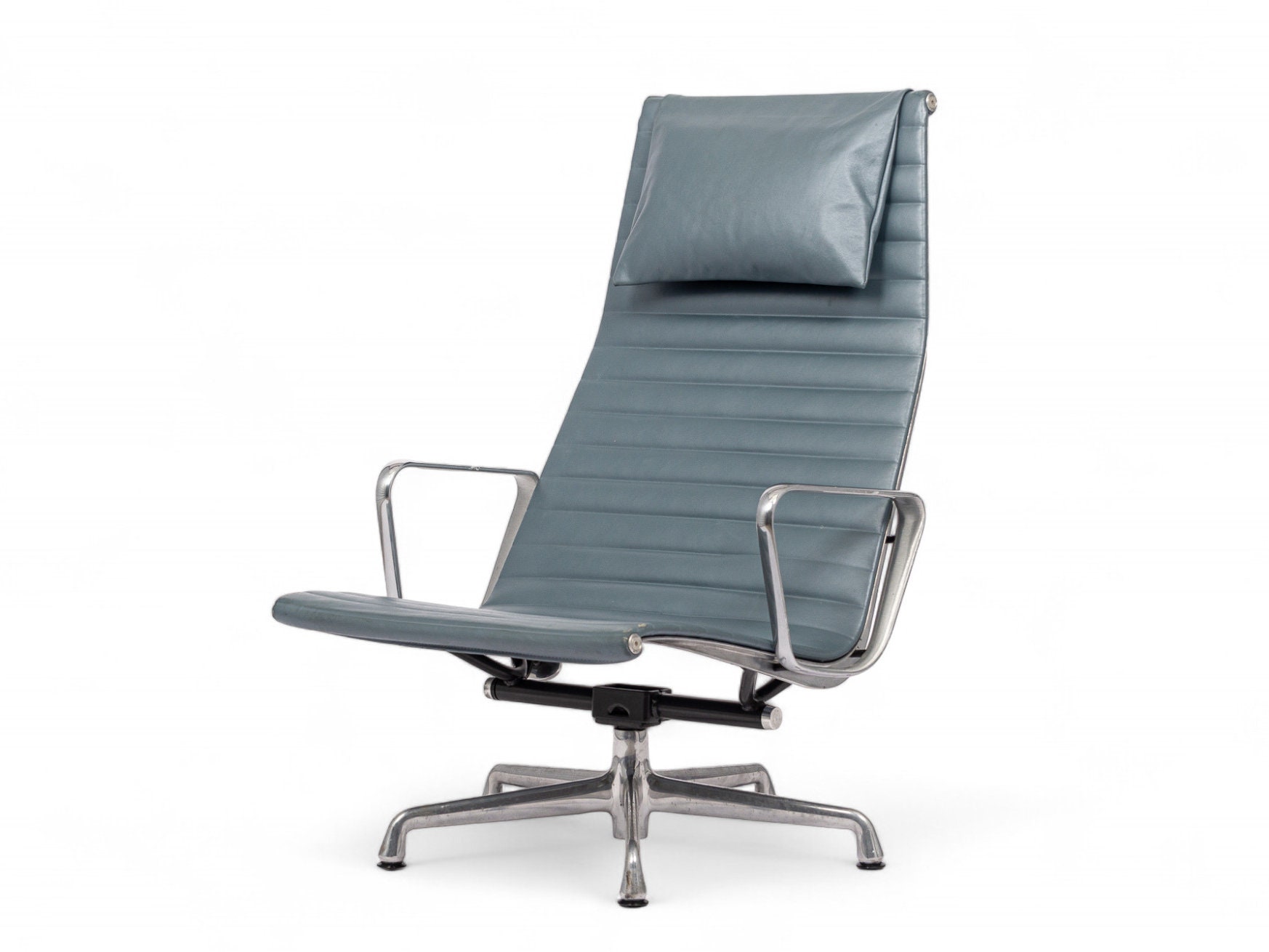 Eames Herman Miller Blue Gray Leather Office Lounge Chair - 2 Available ...