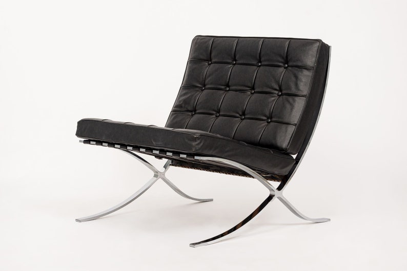 Mid Century Black Barcelona Chair by Mies Van Der Rohe for Knoll - Etsy