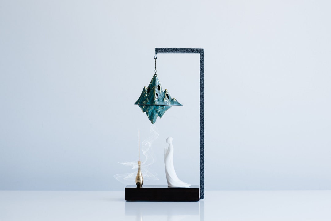 OMBRE HOME Waterfall Ceramic Backflow Incense Burner Holder, Cones ...