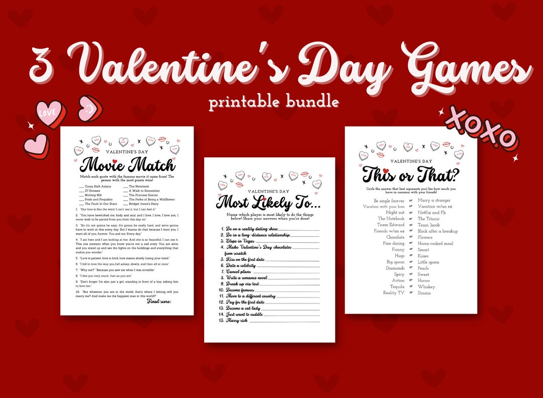 Valentine's Day Printable Party Games Galentines Day Digital Instant ...