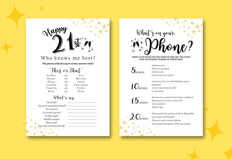 21st Birthday Printable Party Games 3 Pack Instant Download Adult Party ...