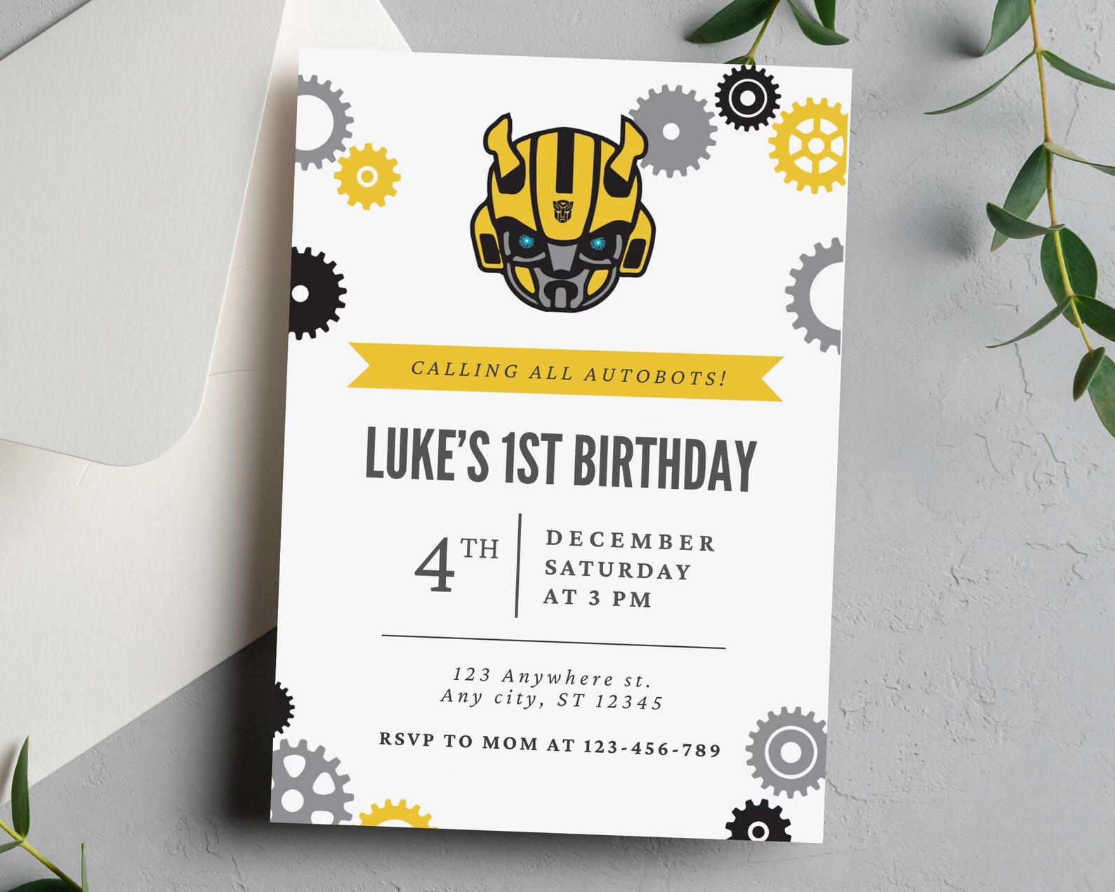 Transformer Invitation Optimus Prime Design Bumblebee Autobot Theme ...