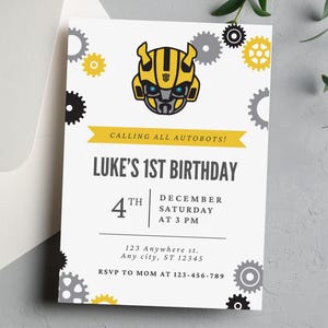 Transformer Invitation Optimus Prime Design Bumblebee Autobot Theme ...