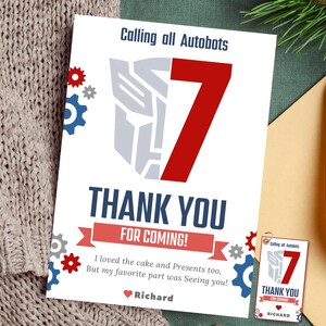 Transformers Optimus Prime Thank You Cards Printable 7th Transformers ...