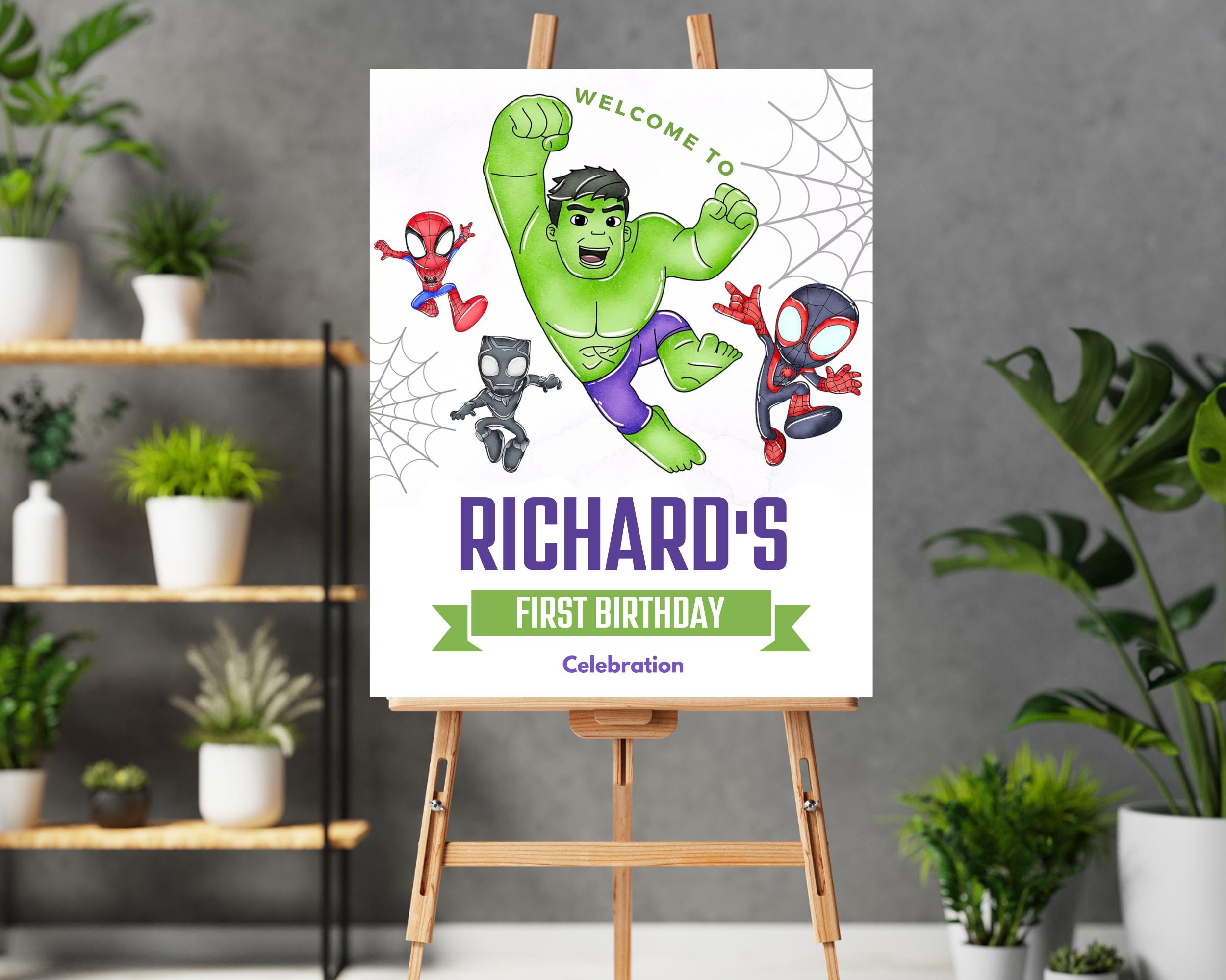 The Incredible Hulk Welcome Birthday Sign Spidey and His Amazing ...