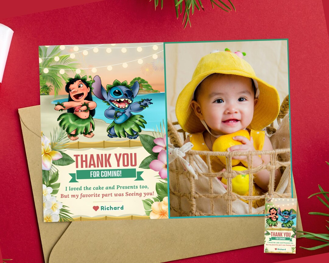 Lilo & Stitch Thank You Cards Personalised Stitch Thankyou for Coming ...