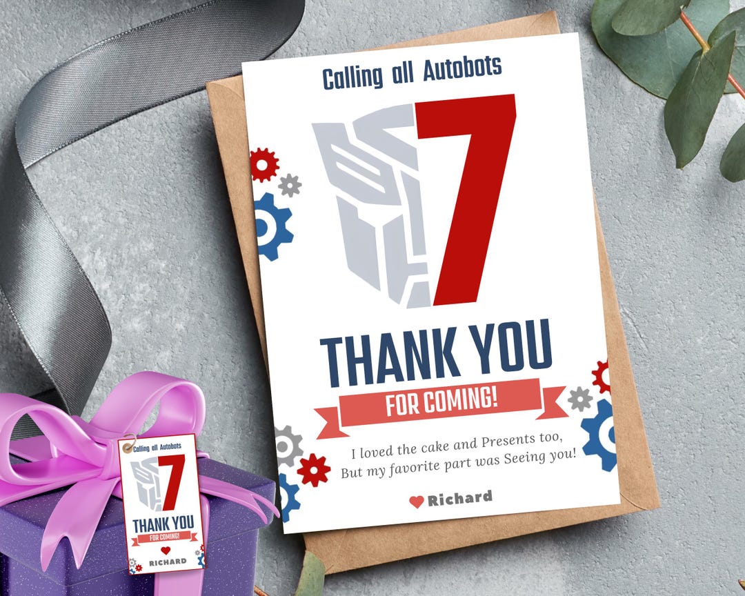 Transformers Optimus Prime Thank You Cards Printable 7th Transformers ...