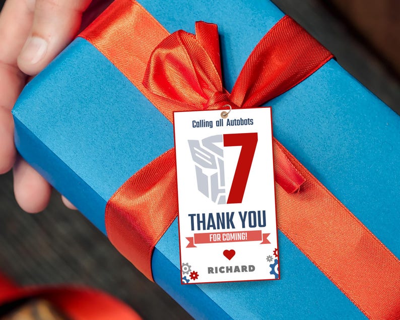 Transformers Birthday Tag Printable Transformers Thank You Tag Printed ...