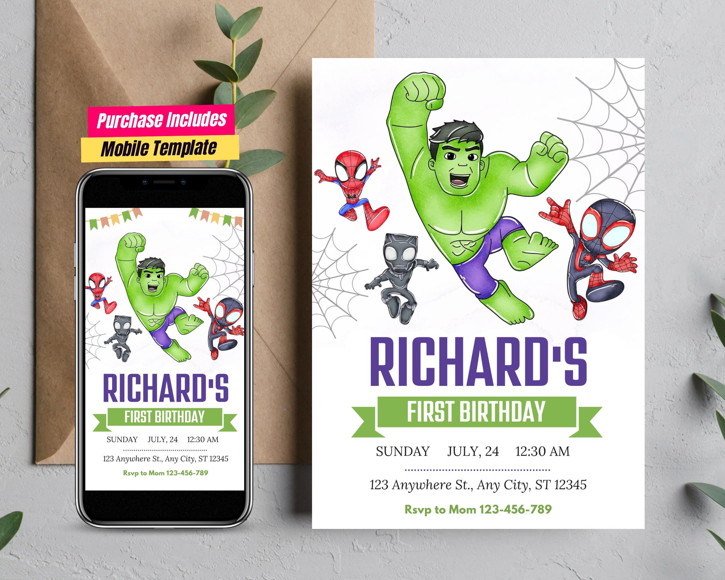 The Hulk Birthday Invitation the Incredible Hulk Invitation Avengers ...