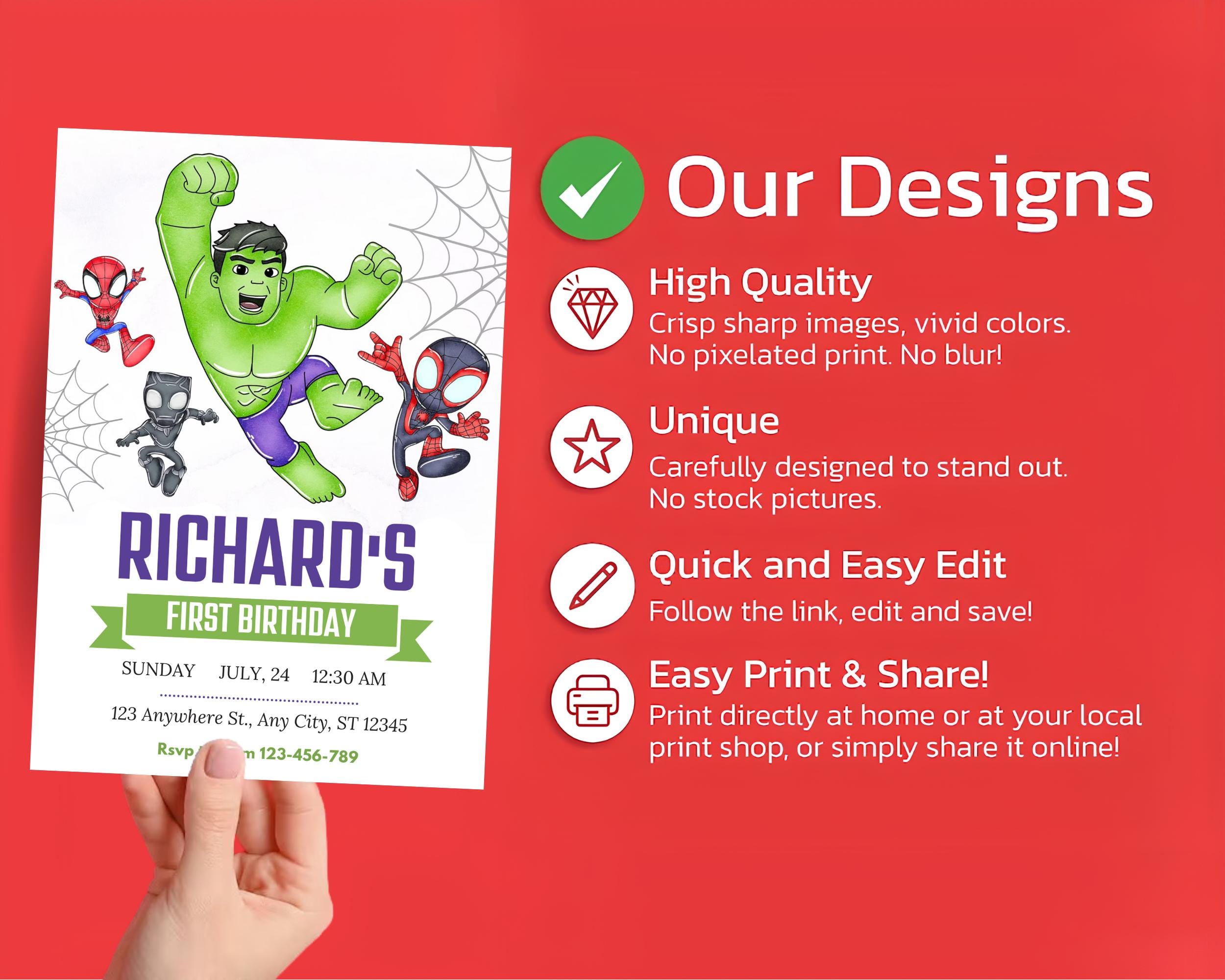 The Incredible Hulk Invitation With Photo Hulk Birthday Photo Banner ...