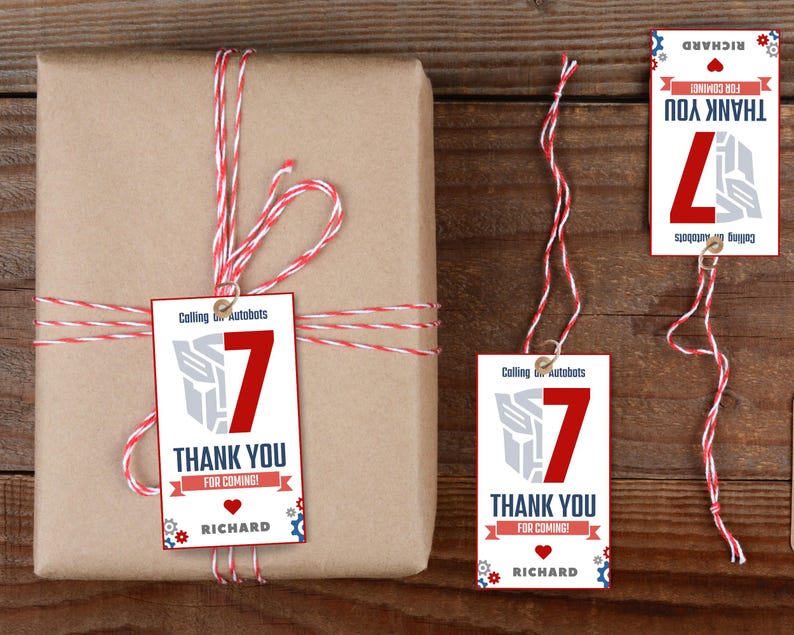 Transformers Birthday Tag Printable Transformers Thank You Tag Printed ...