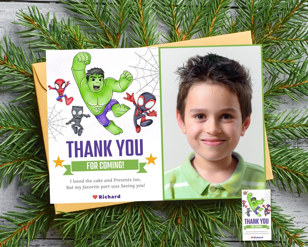 The Incredible Hulk Photo Thank You Card Instant Hulk Thank You Cards ...