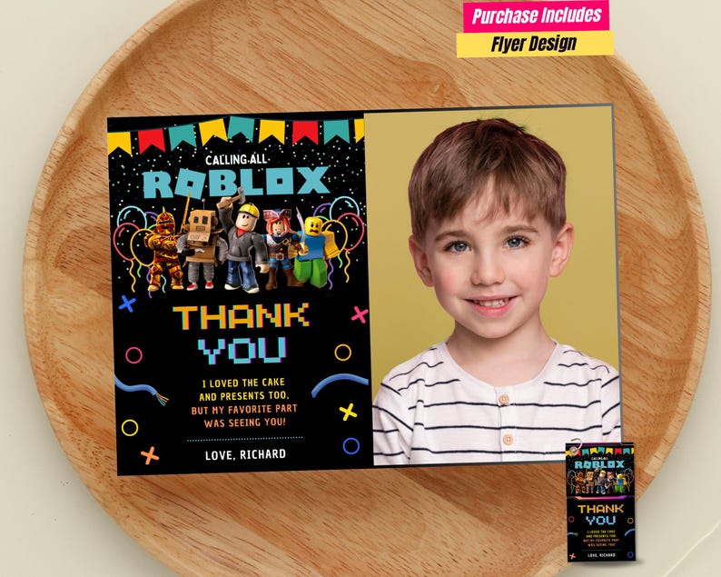 Roblox Thank You Party Card With Photo Roblox Thank You Tag Roblox ...