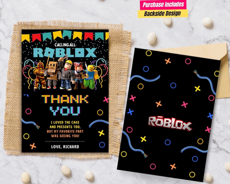 Roblox Thank You Party Card With Photo Roblox Thank You Tag Roblox ...