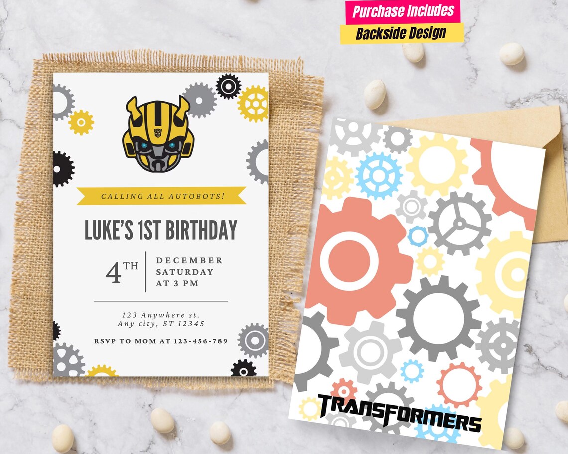 Transformer Invitation Optimus Prime Design Bumblebee Autobot Theme ...