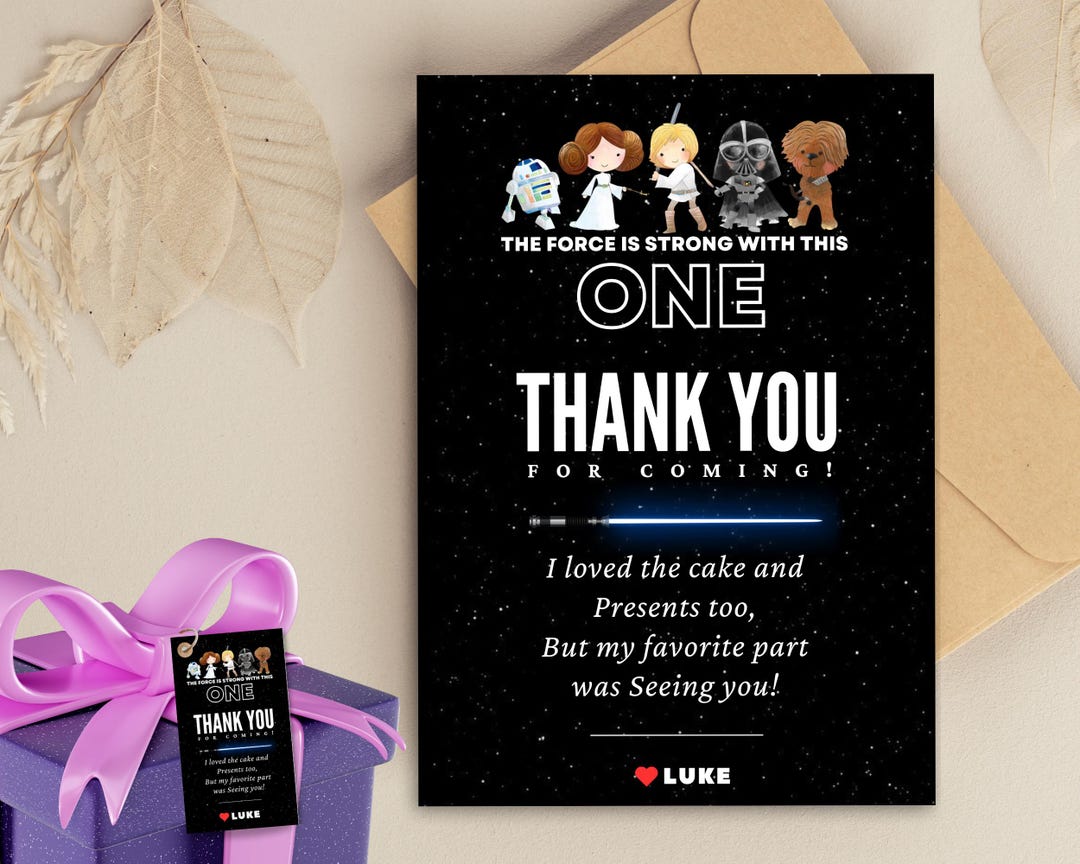Star Wars Thank You Card the Force is Strong With This One Jedi ...