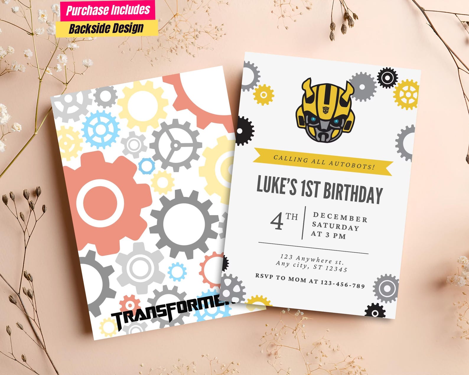 Transformer Invitation Optimus Prime Design Bumblebee Autobot Theme ...
