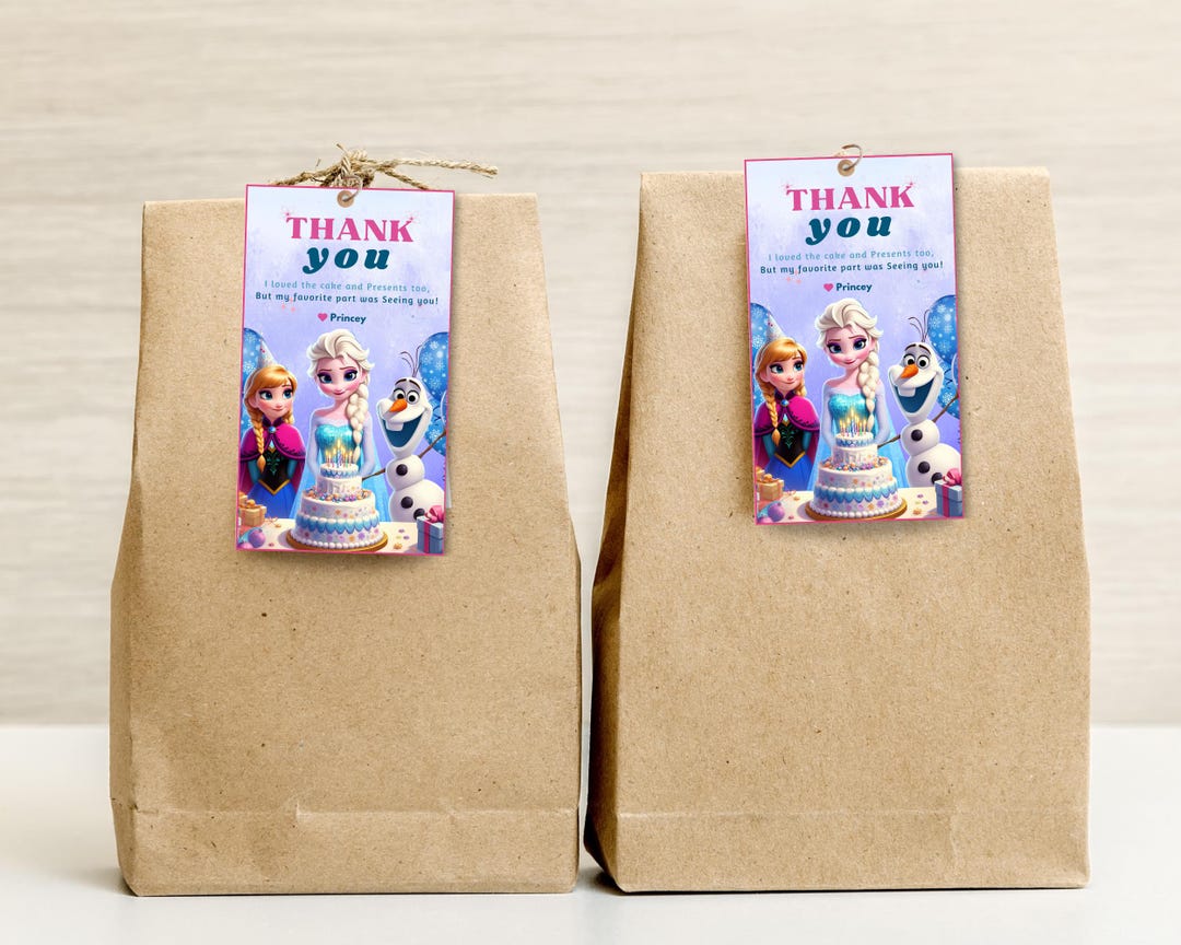 Frozen Thank You Gift Tag Princess Elsa Girl Gift Tag Frozen Birthday ...