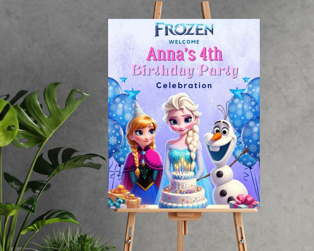 Welcome to Frozen Theme Birthday Party Princess Elsa Girl Welcome Card ...