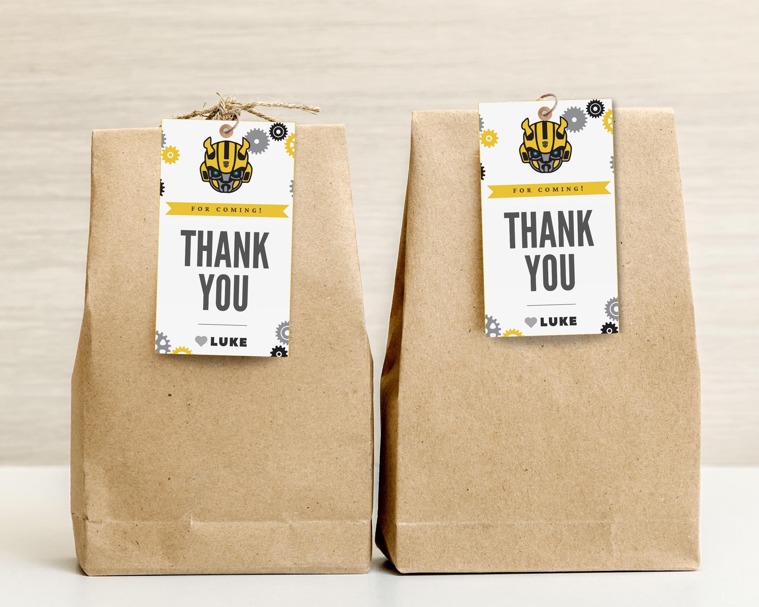 Transformers Birthday Tag Printable Transformers Thank You Bumblebee ...