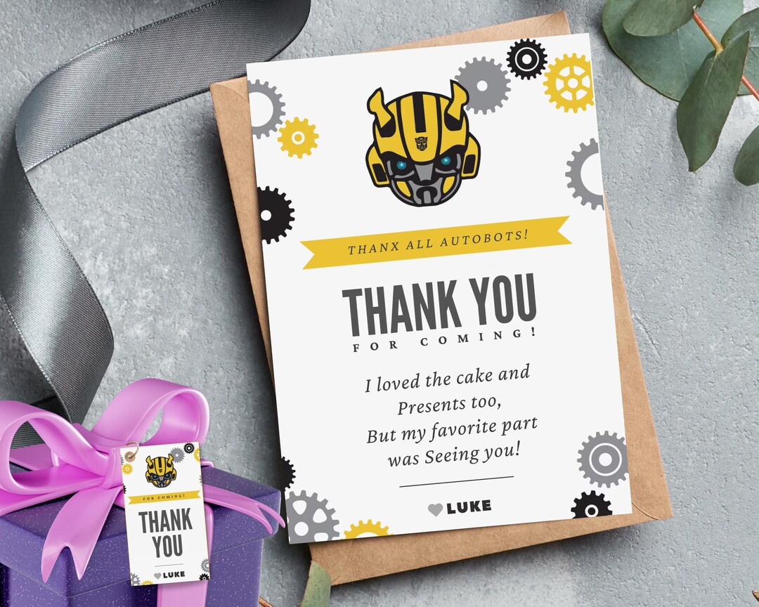 Transformers Bumble Bee Thank You Cards Autobots Bumblebee Transformer ...