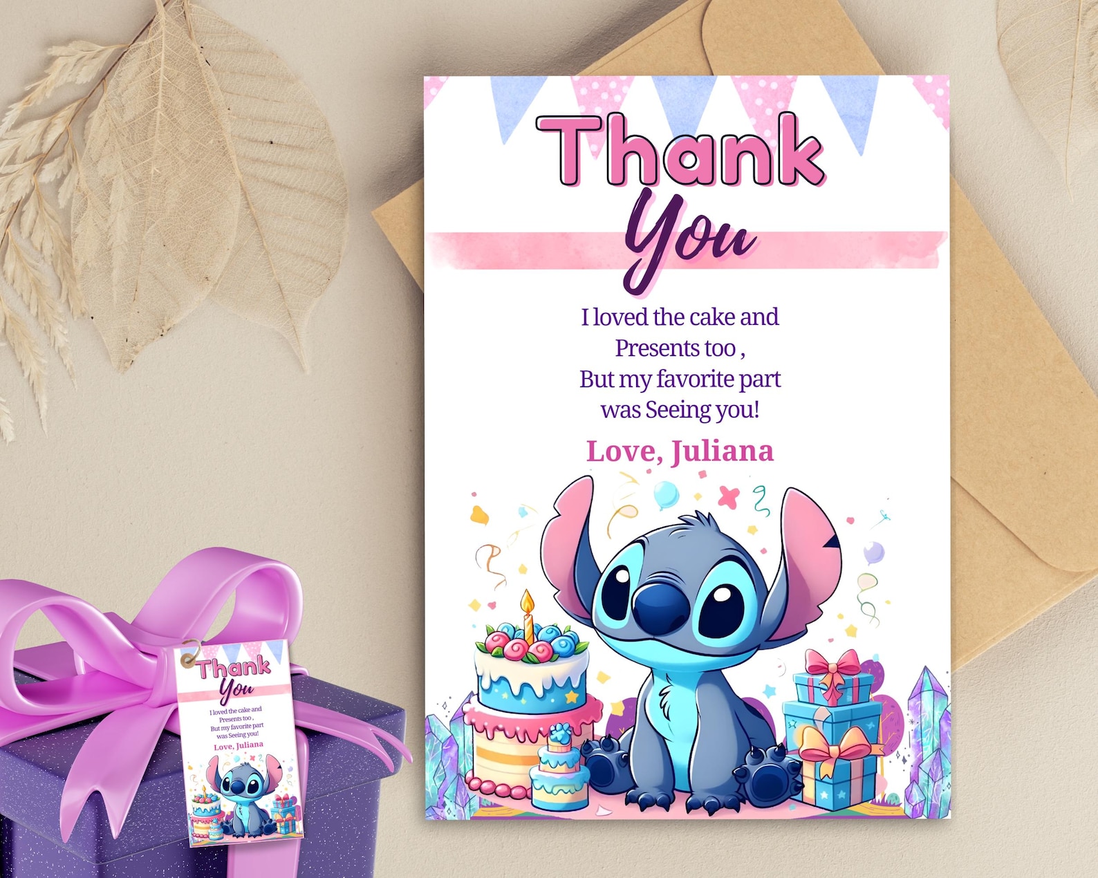 Editable Lilo & Stitch Thank You Card for Party Lilo and Stitch Theme ...