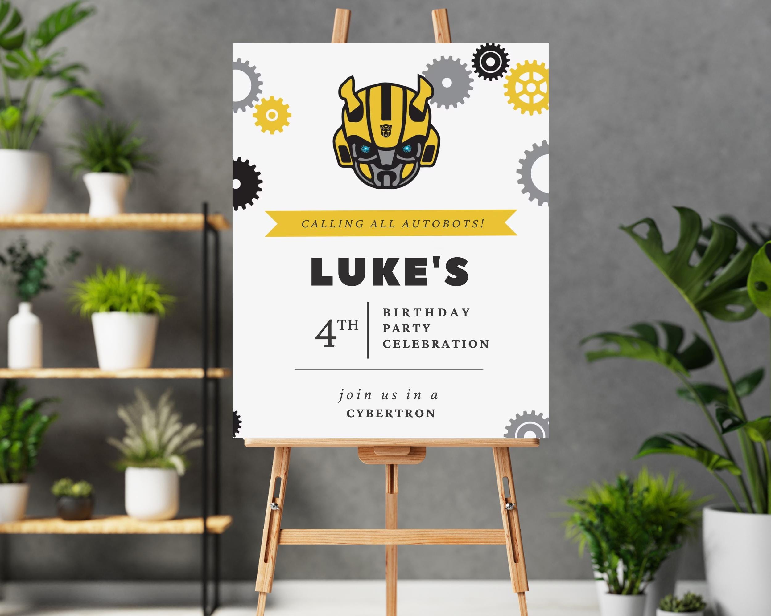 Bumblebee Transformers Welcome Sign Birthday Party Birthday Invitations ...
