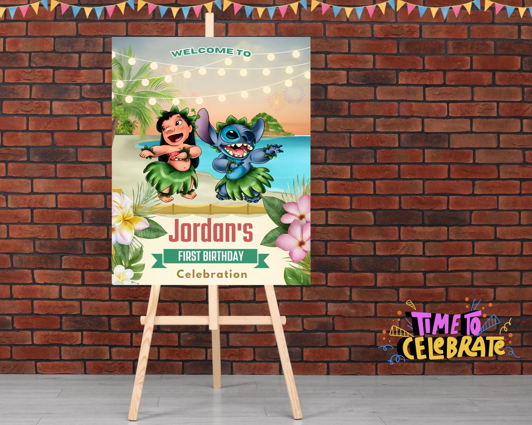 Lilo & Stitch Birthday Welcome Sign Printable Lilo and Stitch Birthday ...