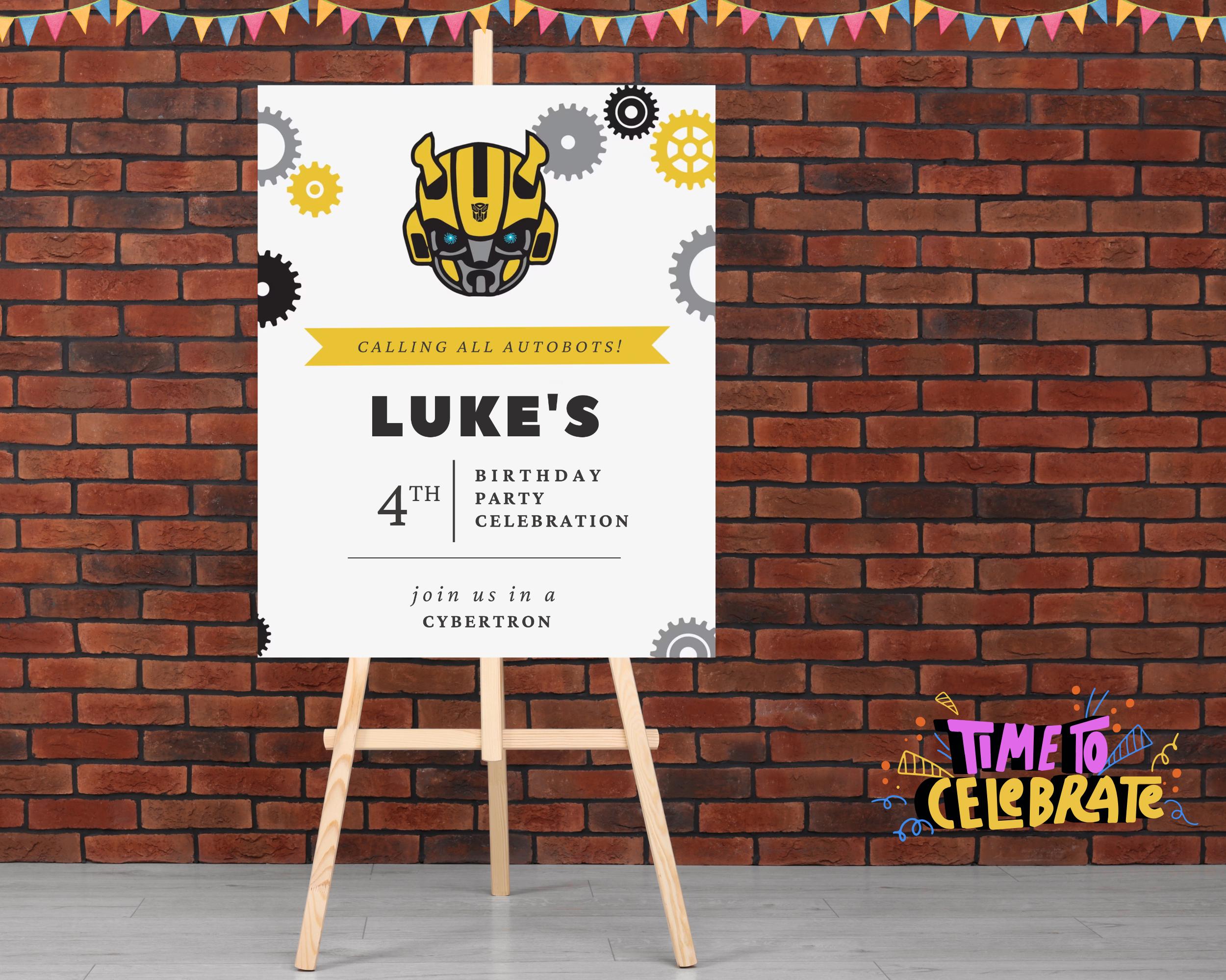 Bumblebee Transformers Welcome Sign Birthday Party Birthday Invitations ...