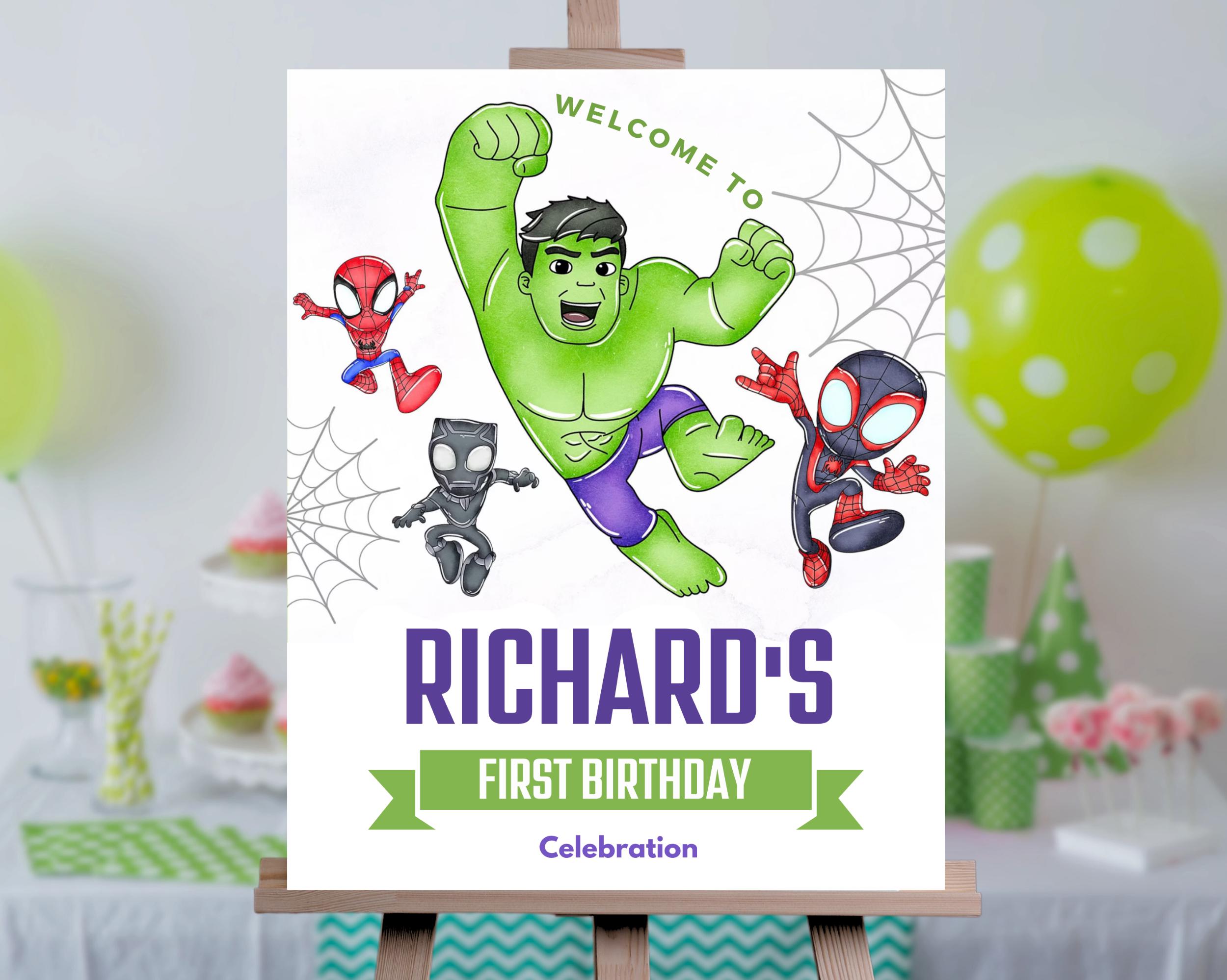 The Incredible Hulk Welcome Birthday Sign Spidey and His Amazing ...