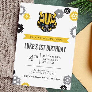 Transformer Invitation Optimus Prime Design Bumblebee Autobot Theme ...