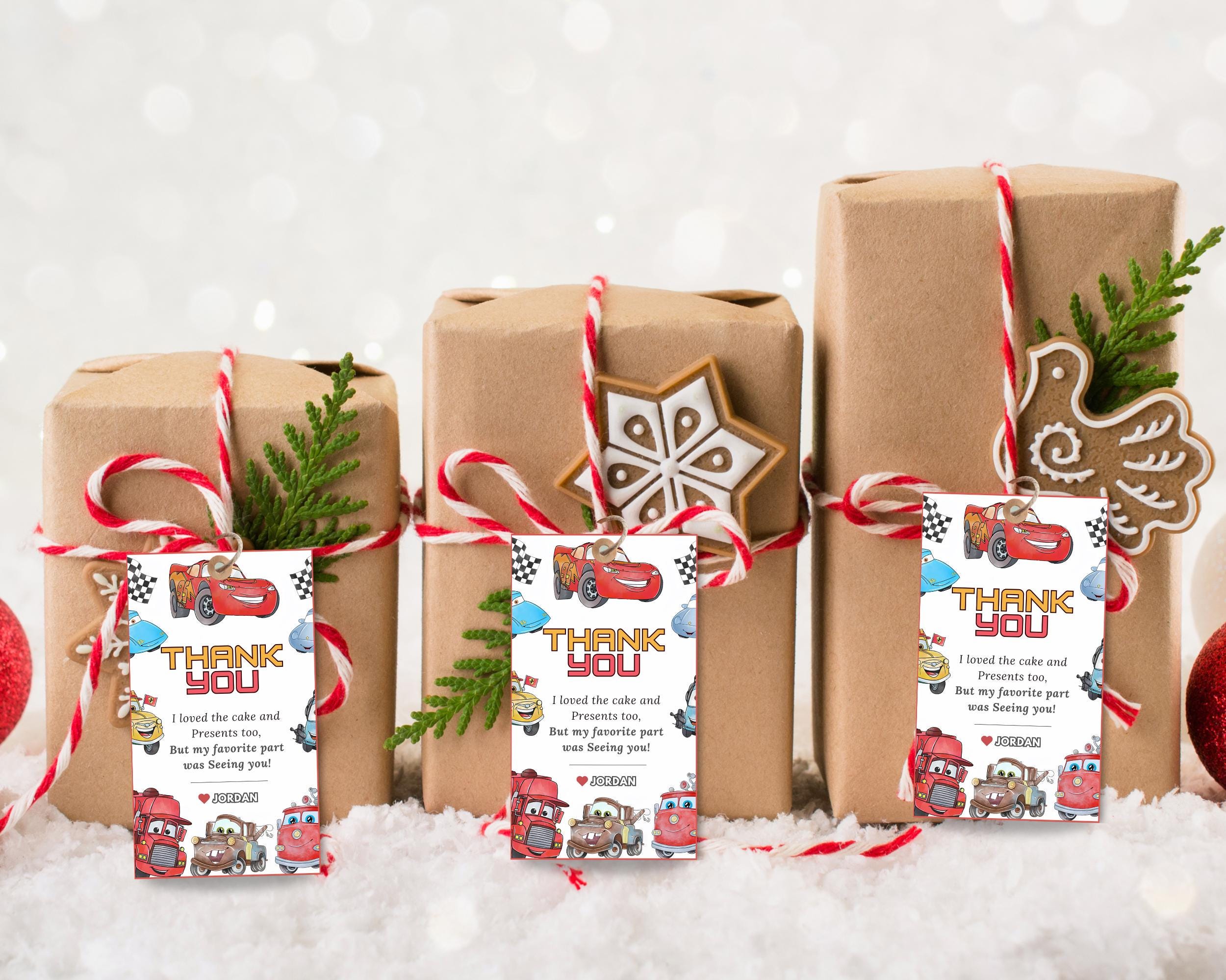 Printable Cars Birthday Thank You Tag Cars Birthday Gift Tag Lightning ...