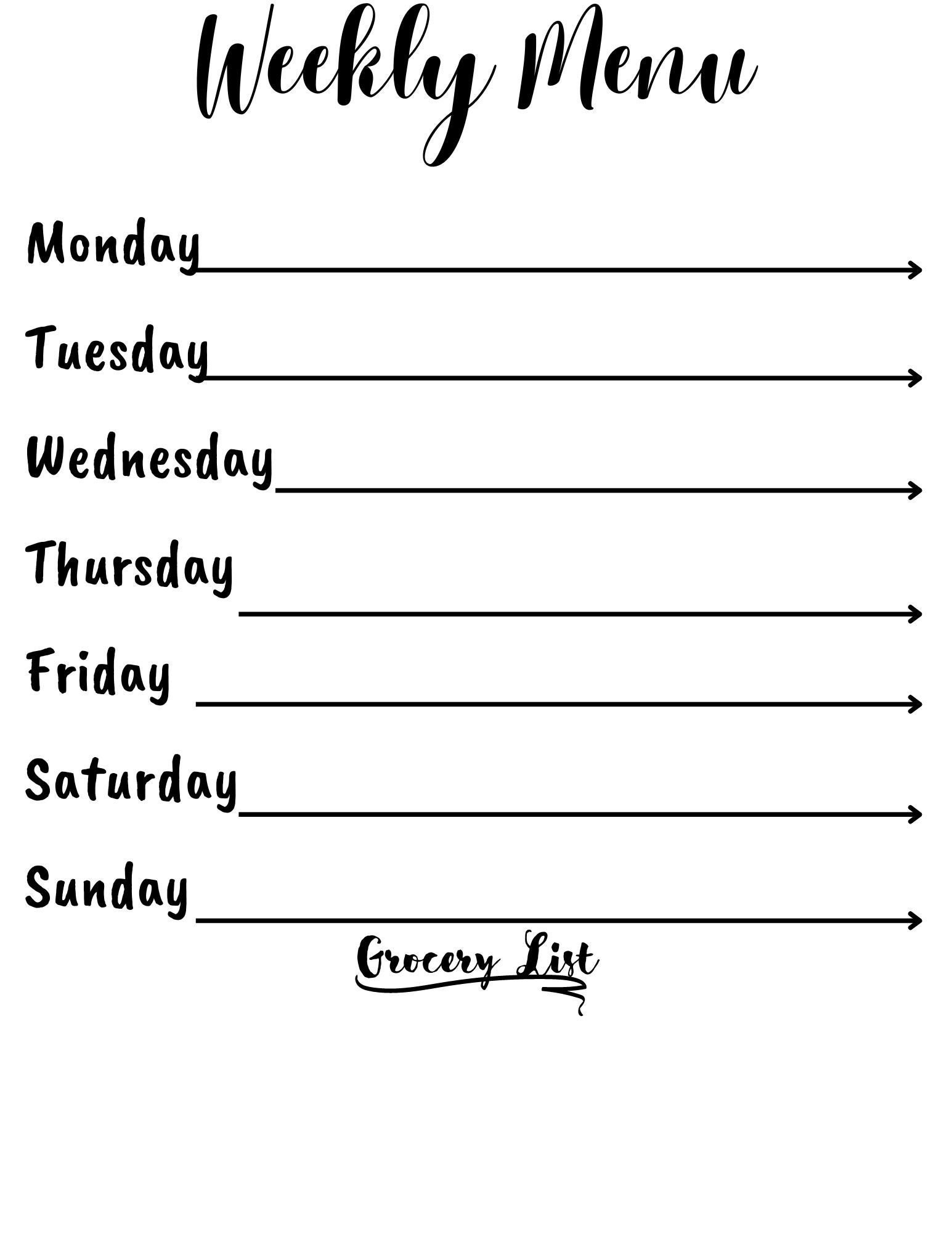Weekly Menu Grocery List Planner - Etsy