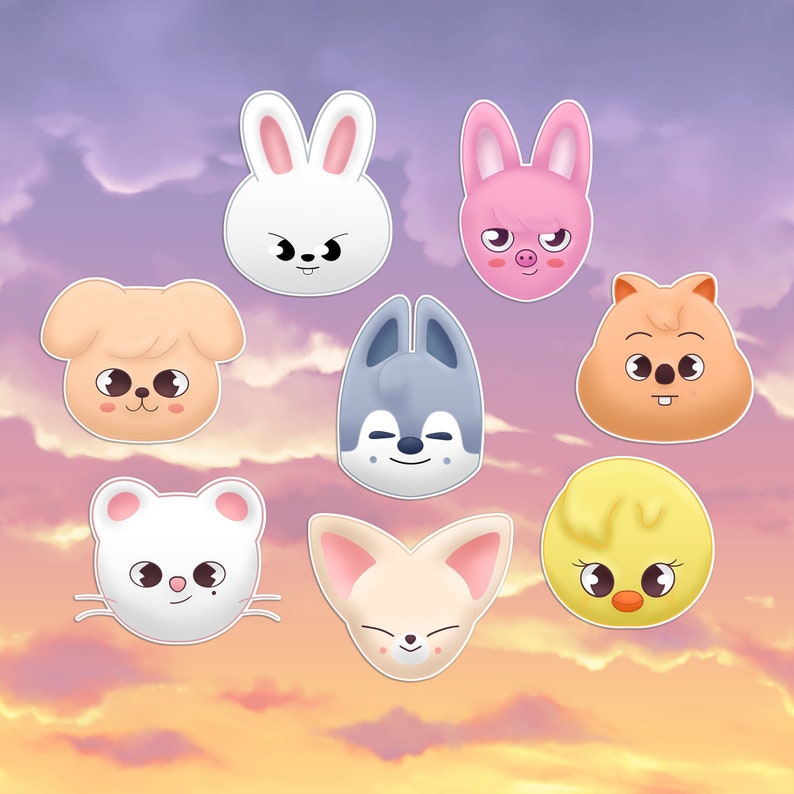 Skzoo SKZ Vinyl Stickers Kpop Stray Kids Animal Die Cut Wolfchan, Leebit, Dwaekki, Jiniret ...