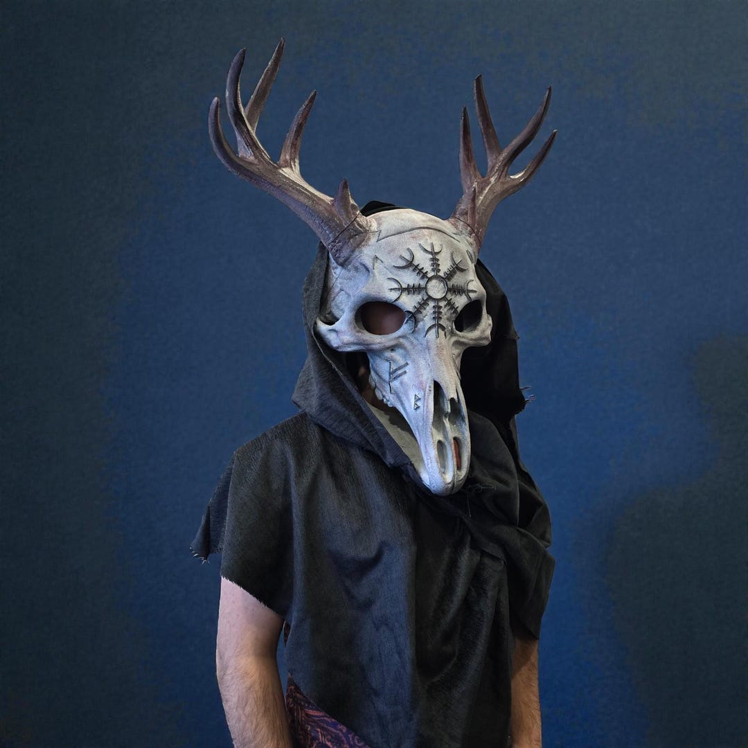 Norse Druid Deer Mask, Gothic Costume Piece, Fantasy LARP Mask, Pagan ...