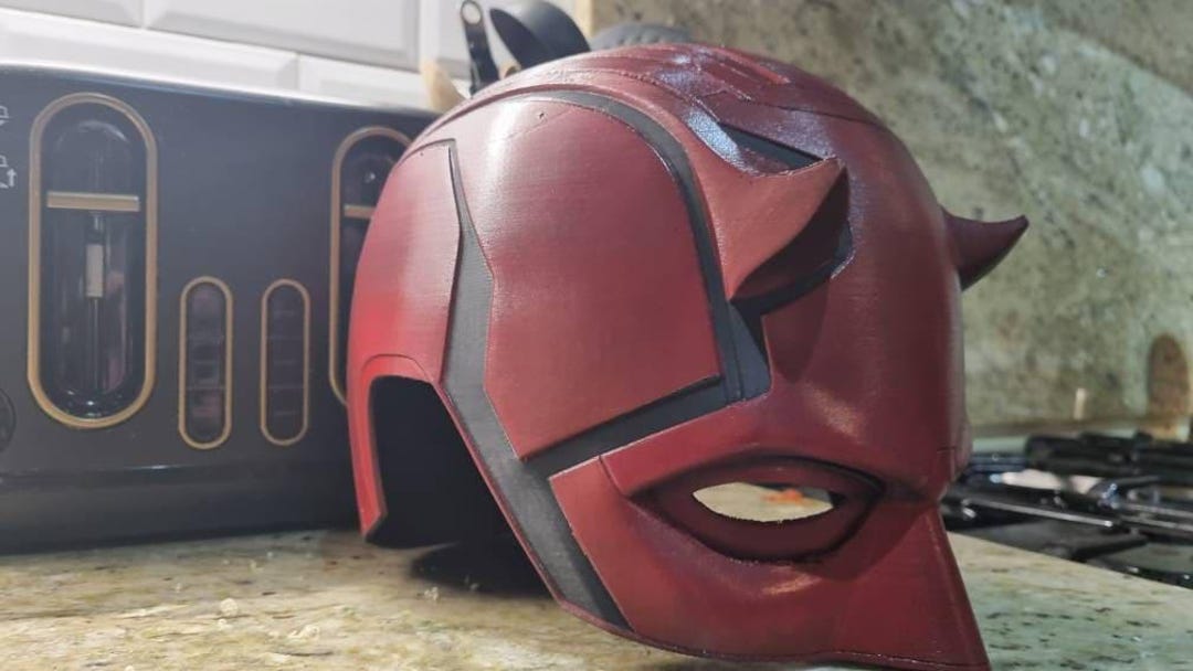 Bare Print Daredevil Helmet/ Mask, Cowl/ Devil of Hells Kitchen Cosplay ...