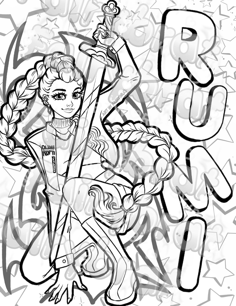 KPOP DEMON HUNTERS | Rumi Huntrix Coloring Page - Etsy