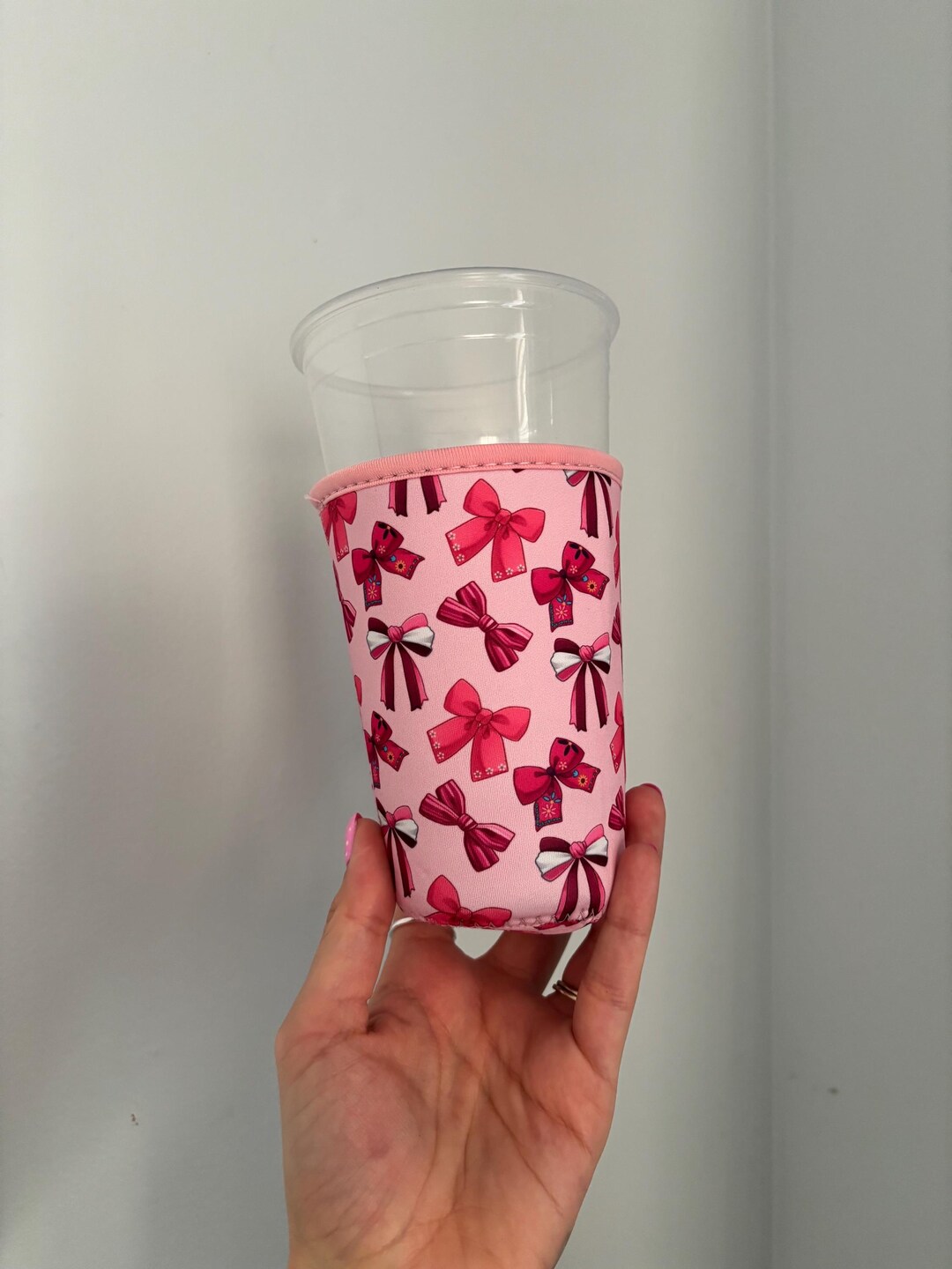 Girly Bow Cup Sleeve, Koozie, Coozie, Iced Coffee Sleeve, Cup Cozy ...